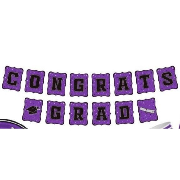 Unbranded | Holiday | New Purple Congrats Grad Banner Rectangular Table ...